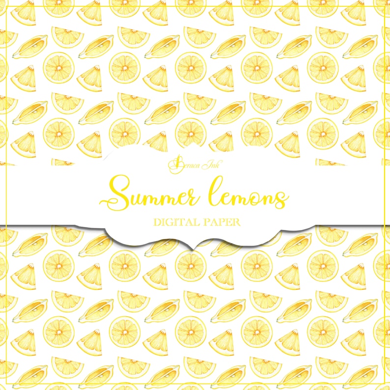 Summer Lemons Digital Paper, Seamless Pattern, Citrus Paper, Lemonade ...