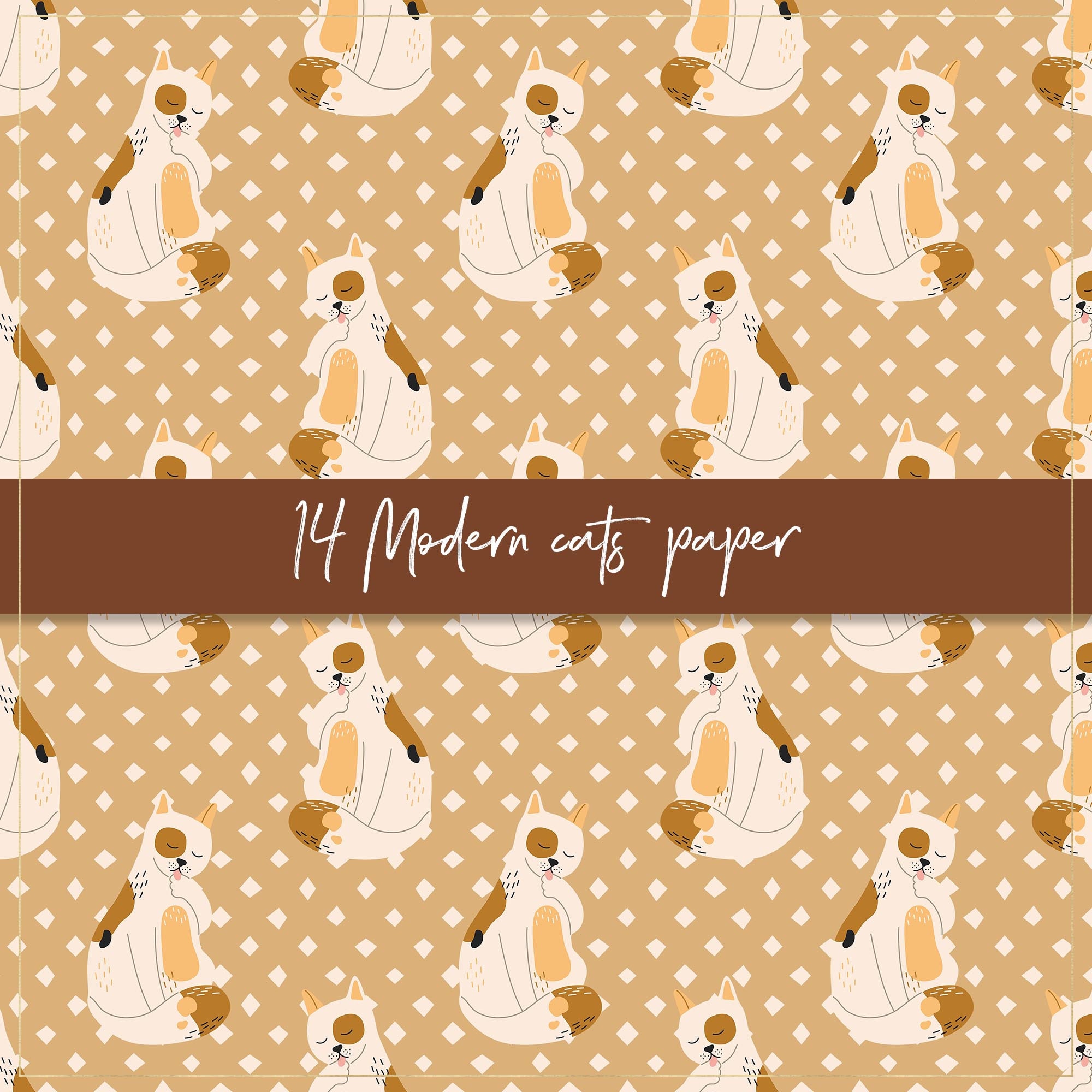 Modern Cats Digital Paper Seamless Paper Kitty Background - Etsy
