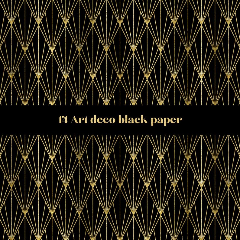 Art Deco Black Digital Paper Seamless Paper Gold Art Deco - Etsy