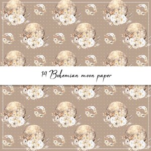 Bohemian Moon Digital Paper, Seamless Pattern, Cosmic Background, Moon ...