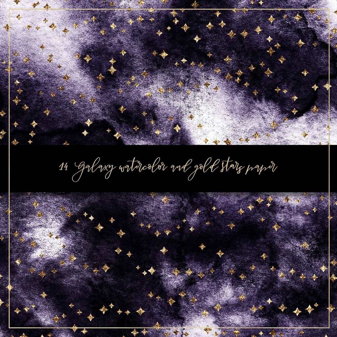 Galaxy Gold Stars Digital Paper Gold Stars Pattern - Etsy