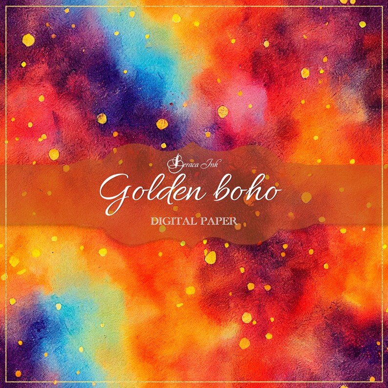 Golden Boho Digital Paper, Seamless Pattern, Boho Background, Gold Foil ...