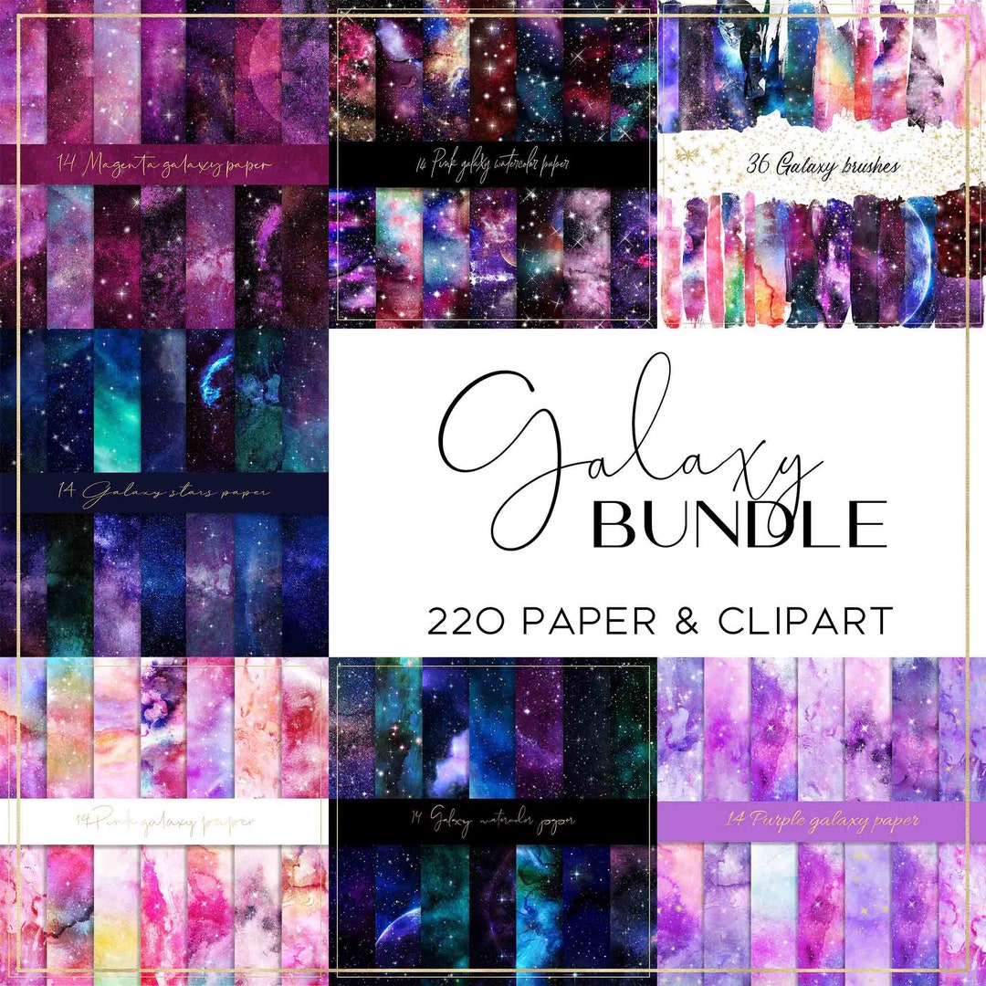 Galaxy Digital Paper BUNDLE, Galaxy Wallpaper, Pink Galaxy Paper ...