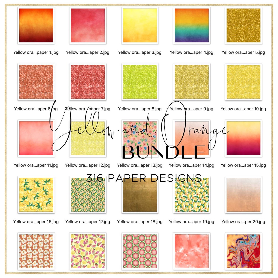 Yellow and Orange BUNDLE Digital Paper Yellow Wallpaper - Etsy