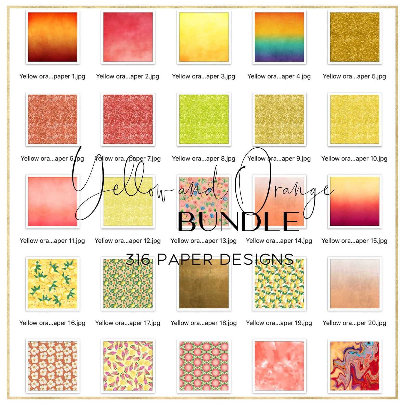 Yellow and Orange BUNDLE Digital Paper Yellow Wallpaper - Etsy