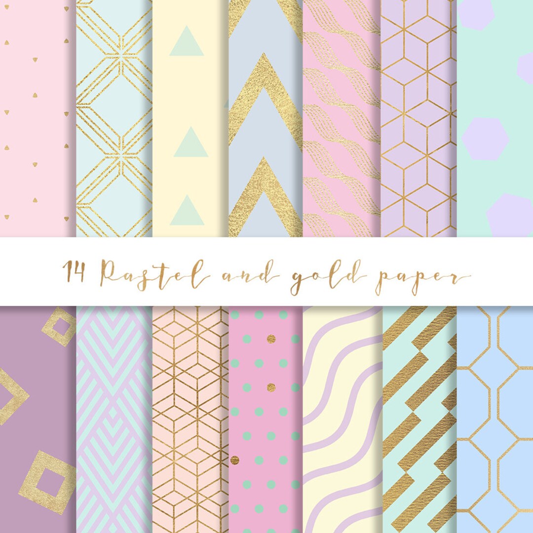 Pastel Digital Paper, Pastel Gold Digital Paper, Pastel Blue Paper ...