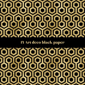 Art Deco Black Digital Paper, Seamless Paper, Gold Art Deco, Gold ...