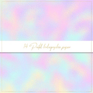Pastel Holographic Digital Paper, Pastel Iridescent Paper, Unicorn ...