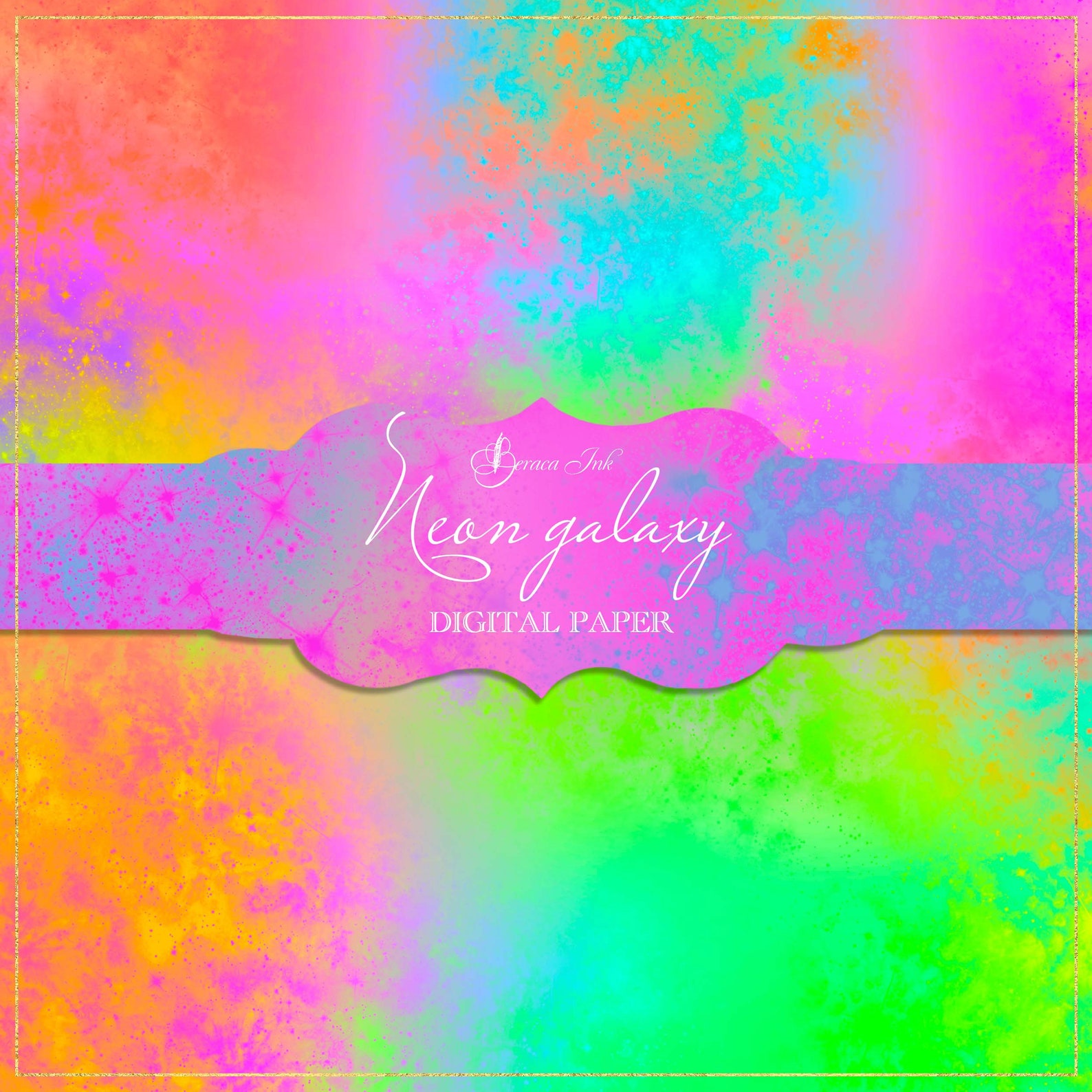 Neon Galaxy Digital Paper Clouds Pattern Rainbow Background - Etsy