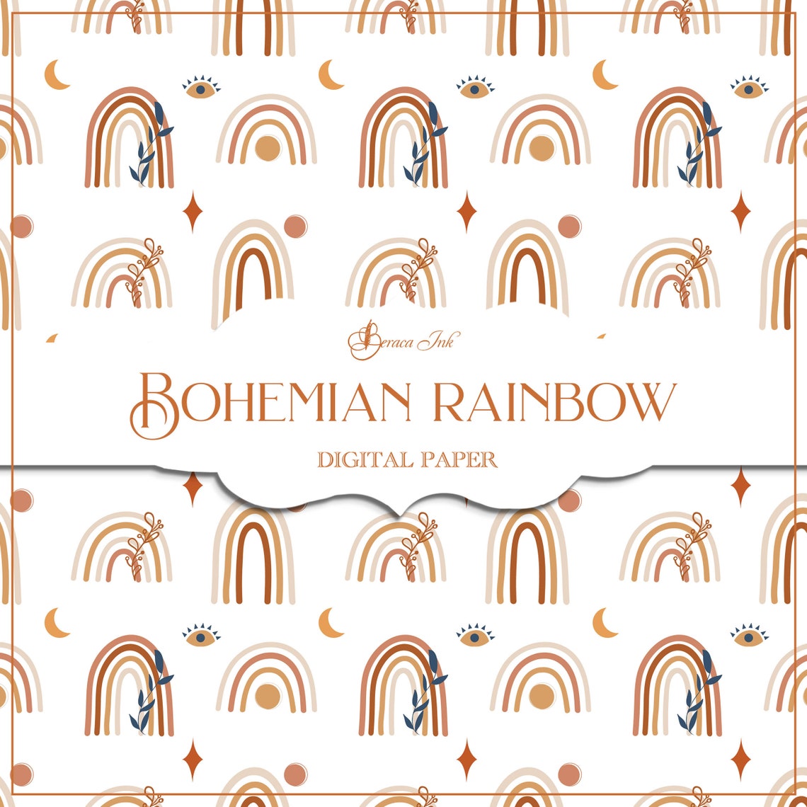 Bohemian Rainbow Digital Paper Rainbow Seamless Pattern Boho - Etsy
