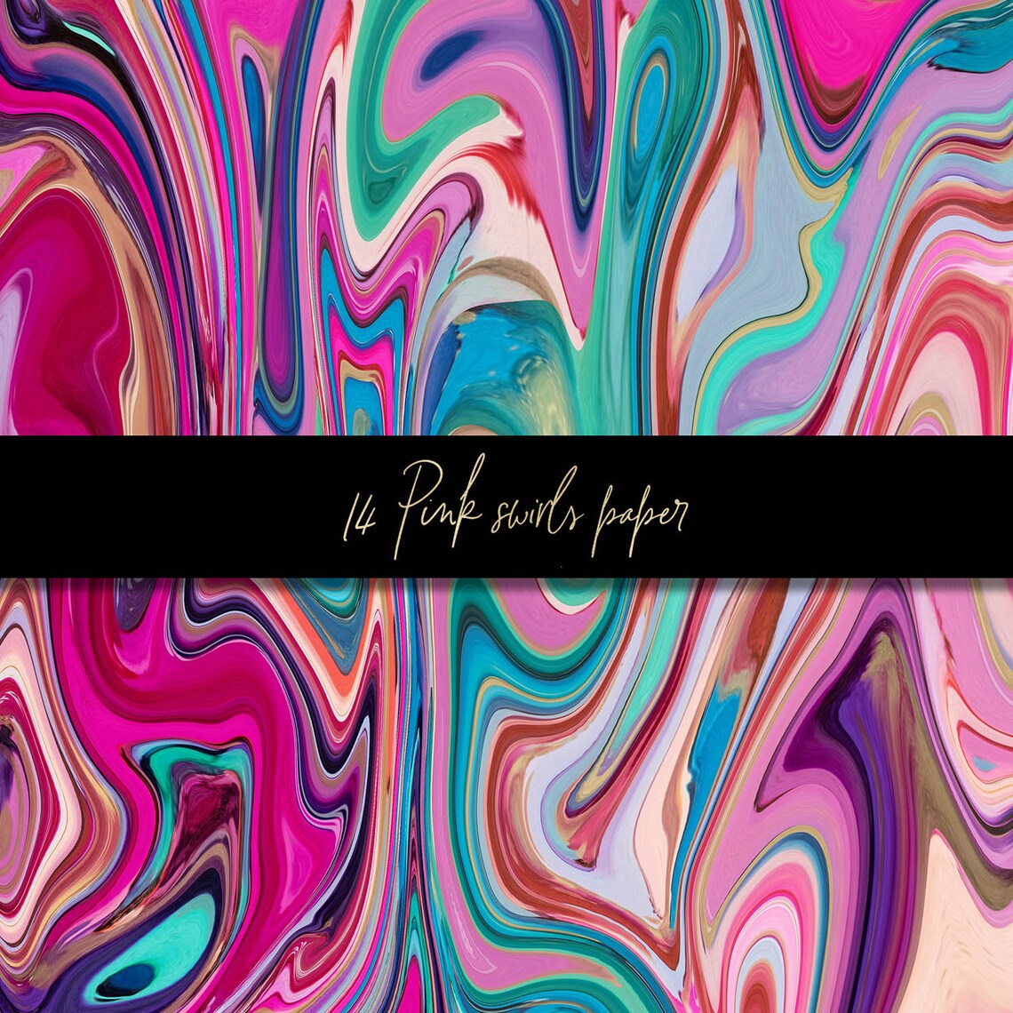 Pink swirls digital paper pink liquid marble pink gold | Etsy