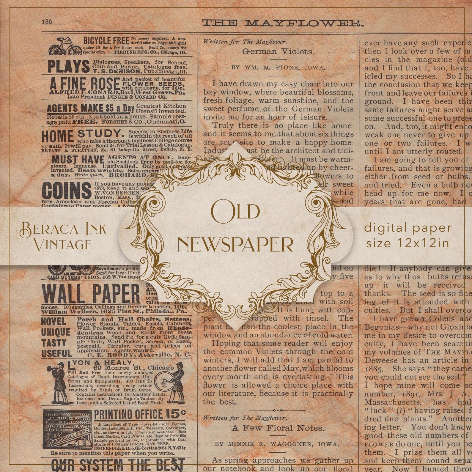 Old Newspaper Digital Paper Ephemera Paper Vintage - Etsy