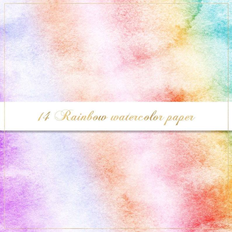 Rainbow Watercolor Digital Paper Ombre Background Rainbow - Etsy
