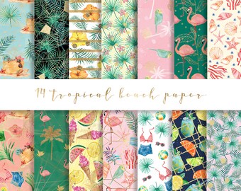 Beach Digital Paper Summer Backgrounds With Flip Flops - Etsy