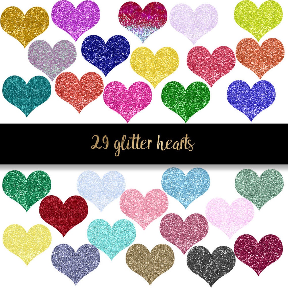 Glitter Hearts Clipart Gold Heart Clip Art Gold Glitter Clip | Etsy