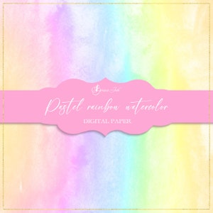 Pastel Rainbow Watercolor Digital Paper, Gradient Wallpaper, Ombre ...