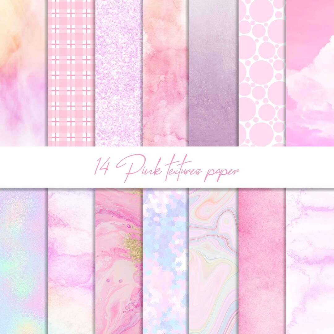 Pink Textures Digital Paper, Pastel Pink Paper, Holographic, Pastel ...