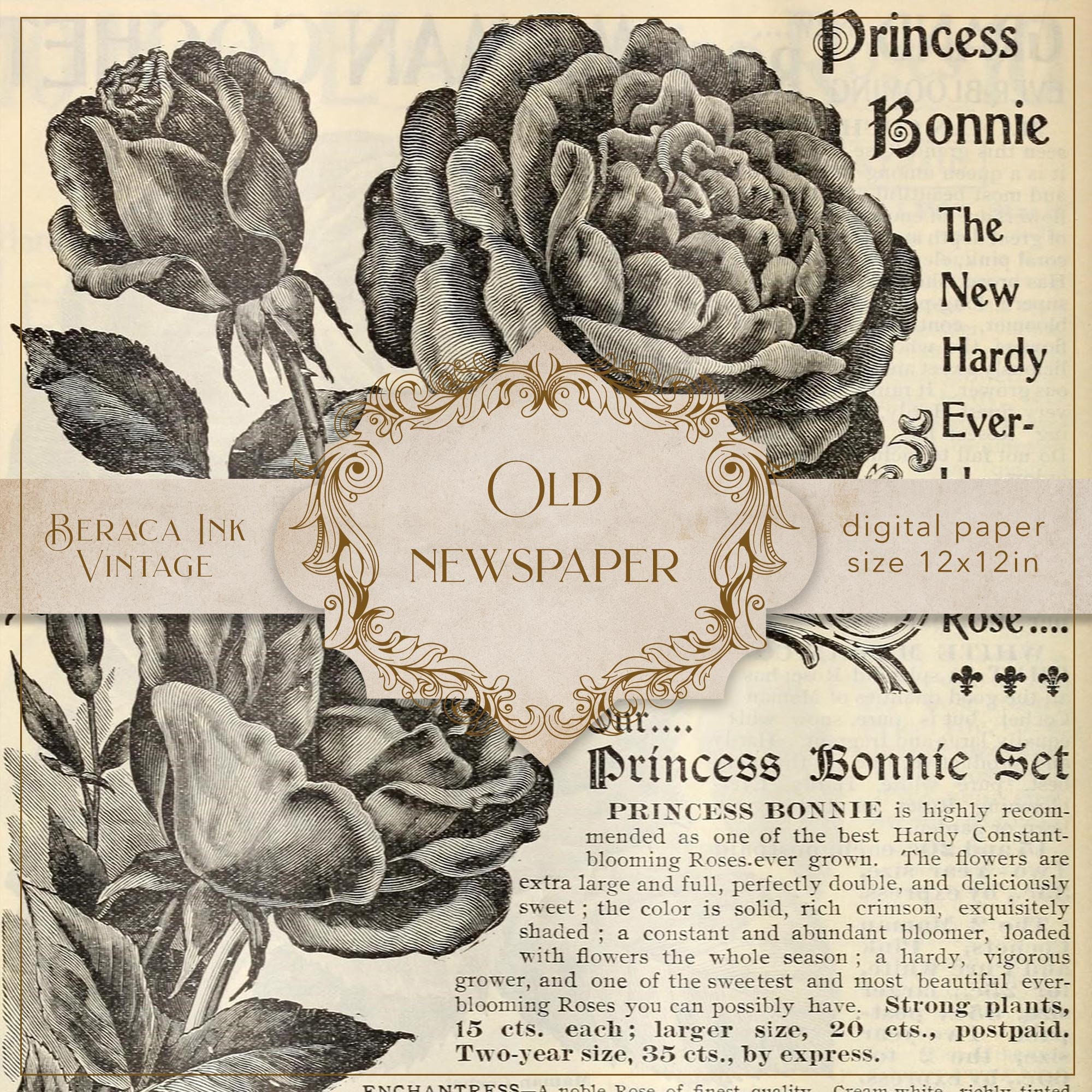 Old Newspaper Digital Paper, Ephemera Paper, Vintage Scrapbook, Junk ...