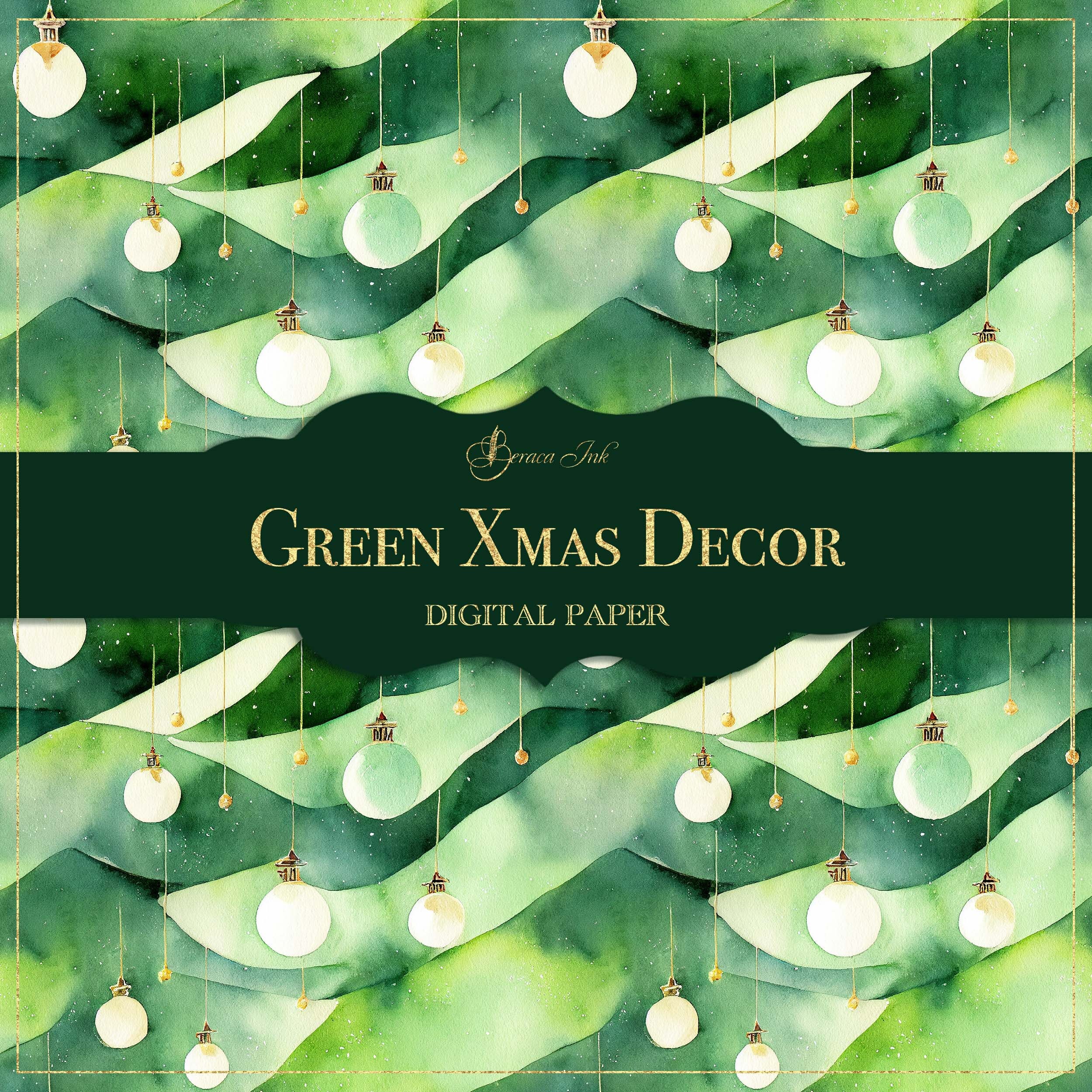 Green Xmas Decor Digital Paper Seamless Pattern Christmas - Etsy