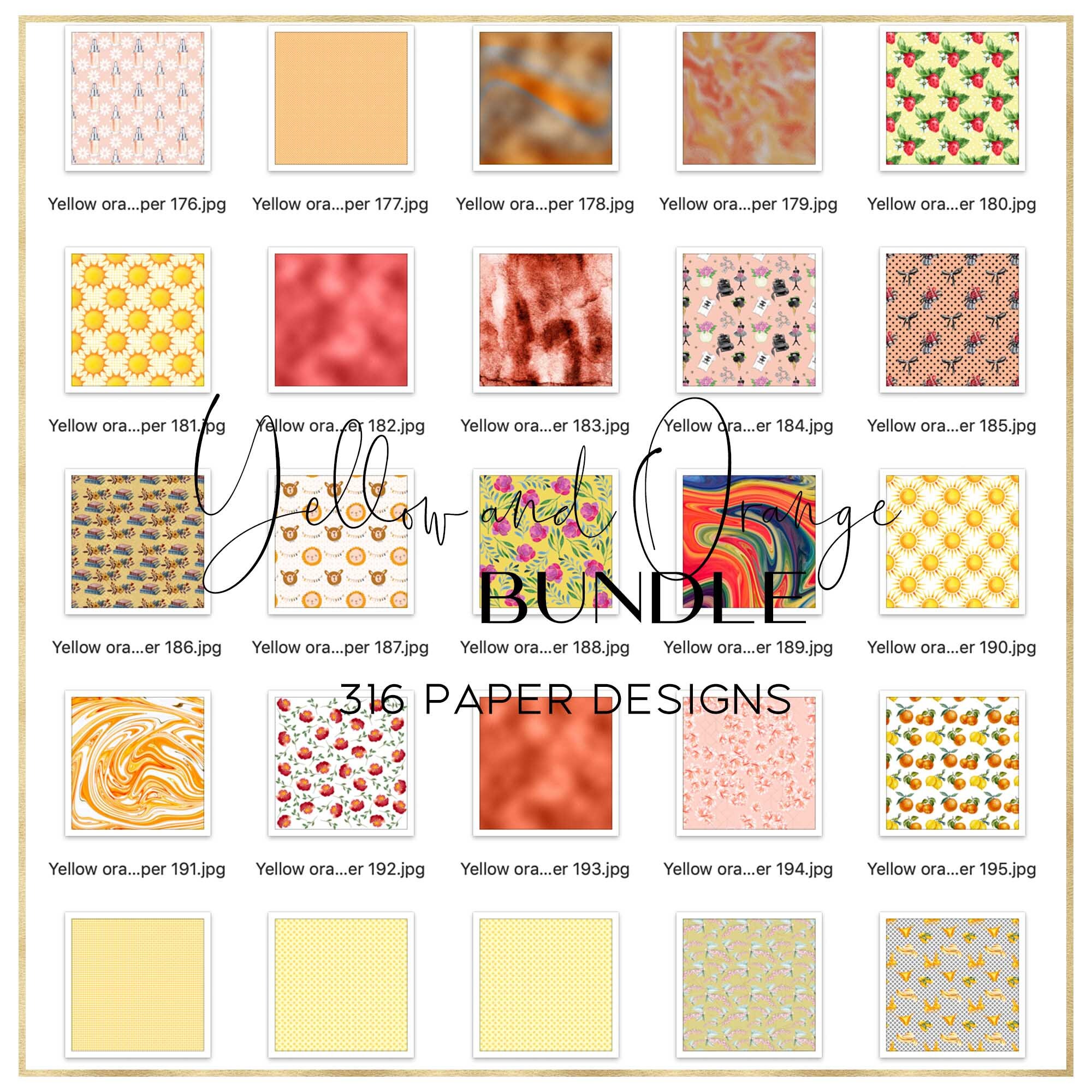 Yellow and Orange BUNDLE digital paper yellow wallpaper | Etsy