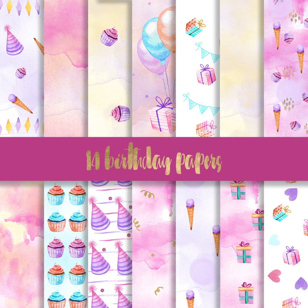 Birthday Digital Paper, Birthday Paper, Balloons Pattern, Happy ...