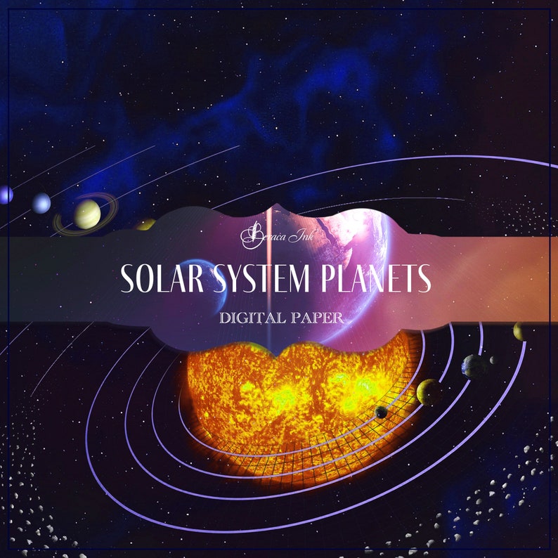 Solar System Planets Digital Paper, Galaxy Background, Space Backdrop ...