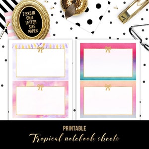 Printable Notebook, Gold Notebook, Watercolor Stationery, Glitter ...