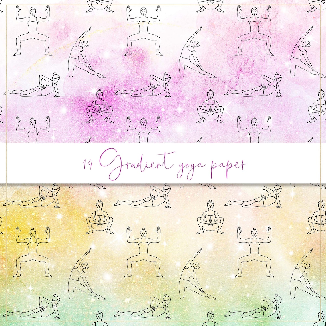 Gradient yoga digital paper yoga pattern meditation | Etsy