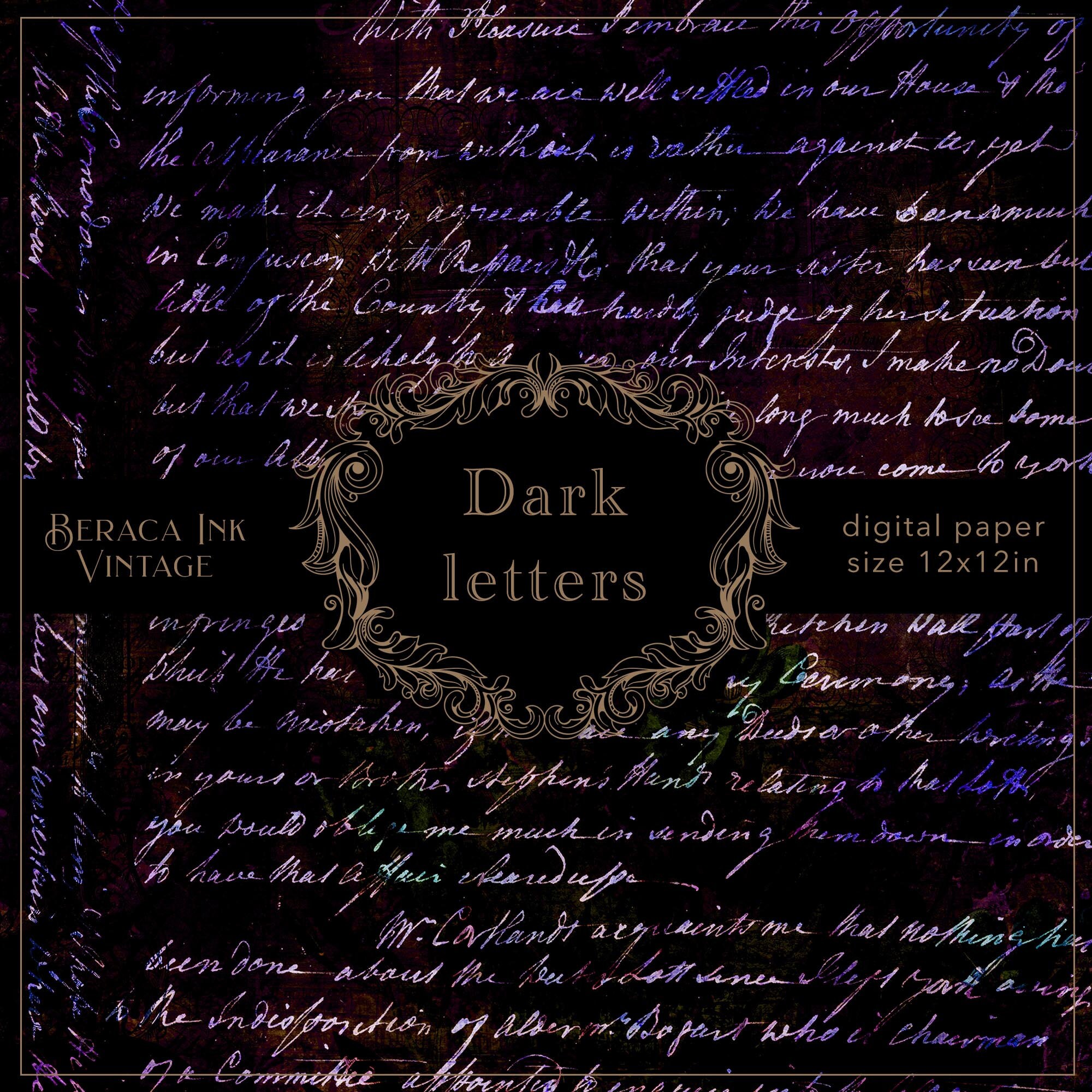 Dark Letters Digital Paper Grunge Paper Dark Academia Old - Etsy