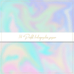 Pastel Holographic Digital Paper, Pastel Iridescent Paper, Unicorn ...