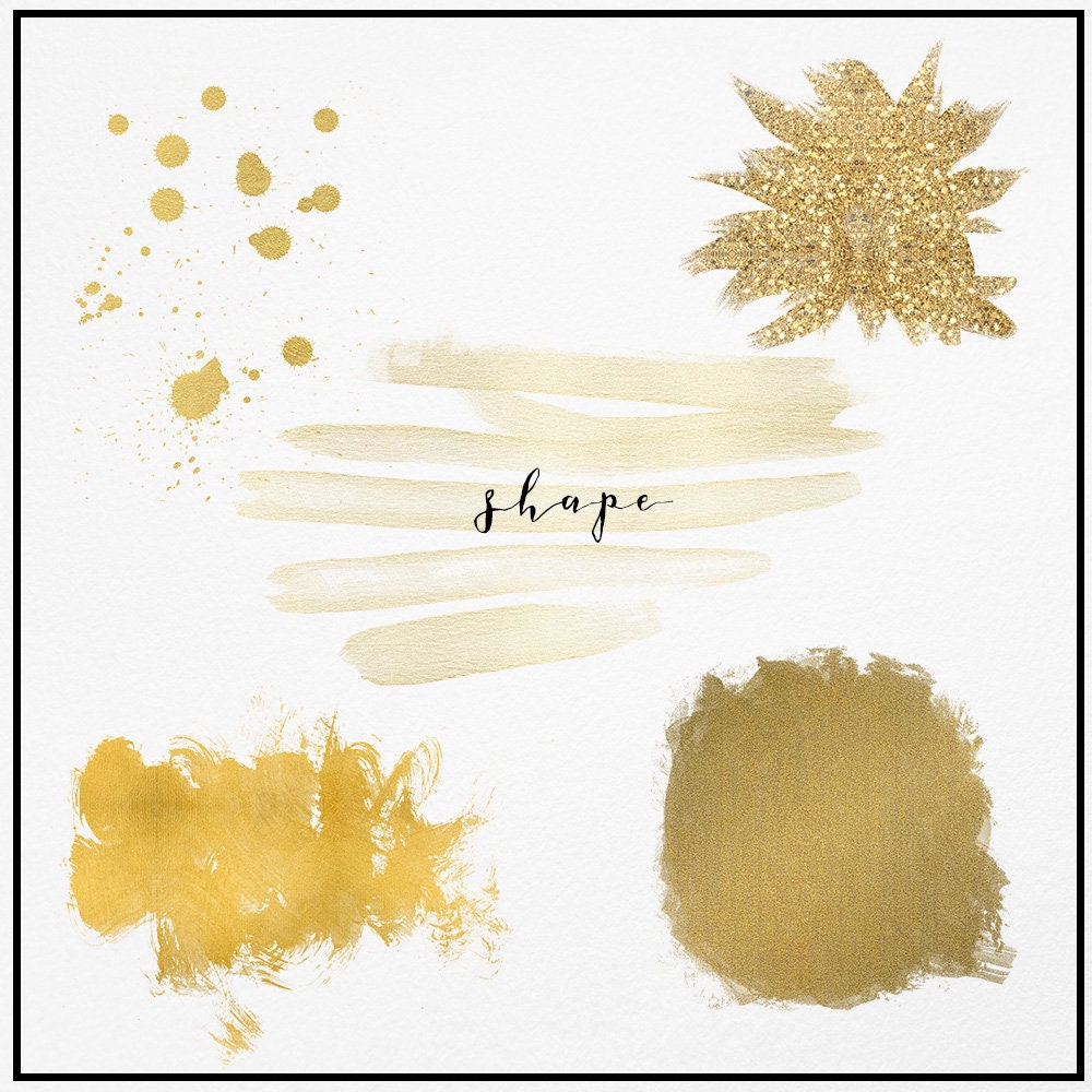 Gold Watercolor Brush Strokes Glitter Watercolor Clipart - Etsy