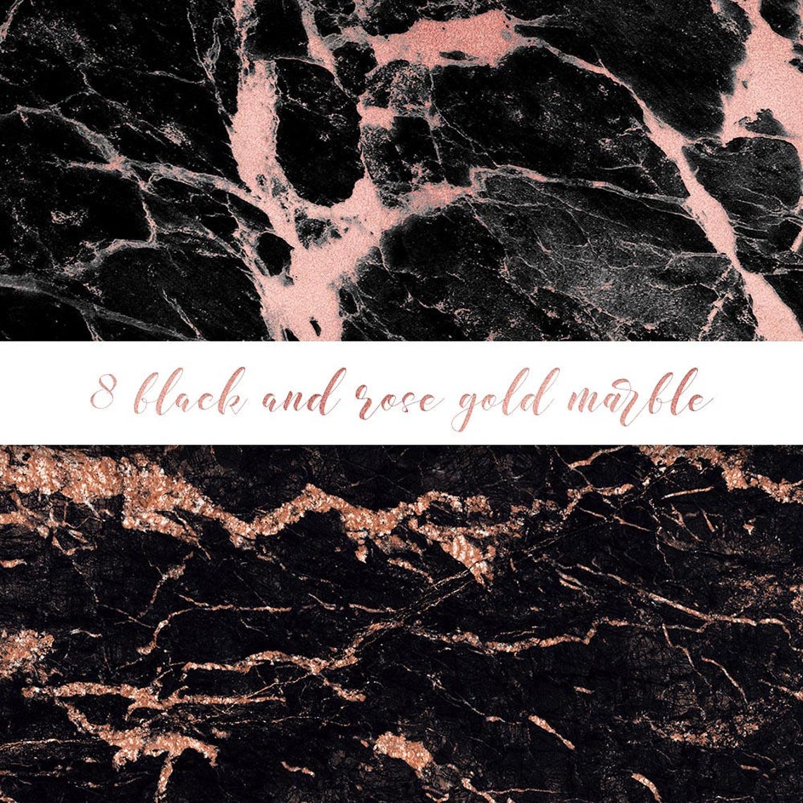 Black and Rose Gold Marble Digital Paper Rose Marble Digital | Etsy
