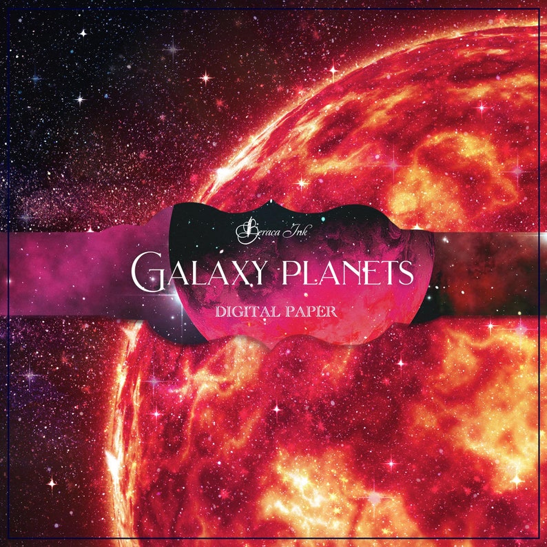 Galaxy Planets Digital Paper Moon Backdrop Outer Space - Etsy