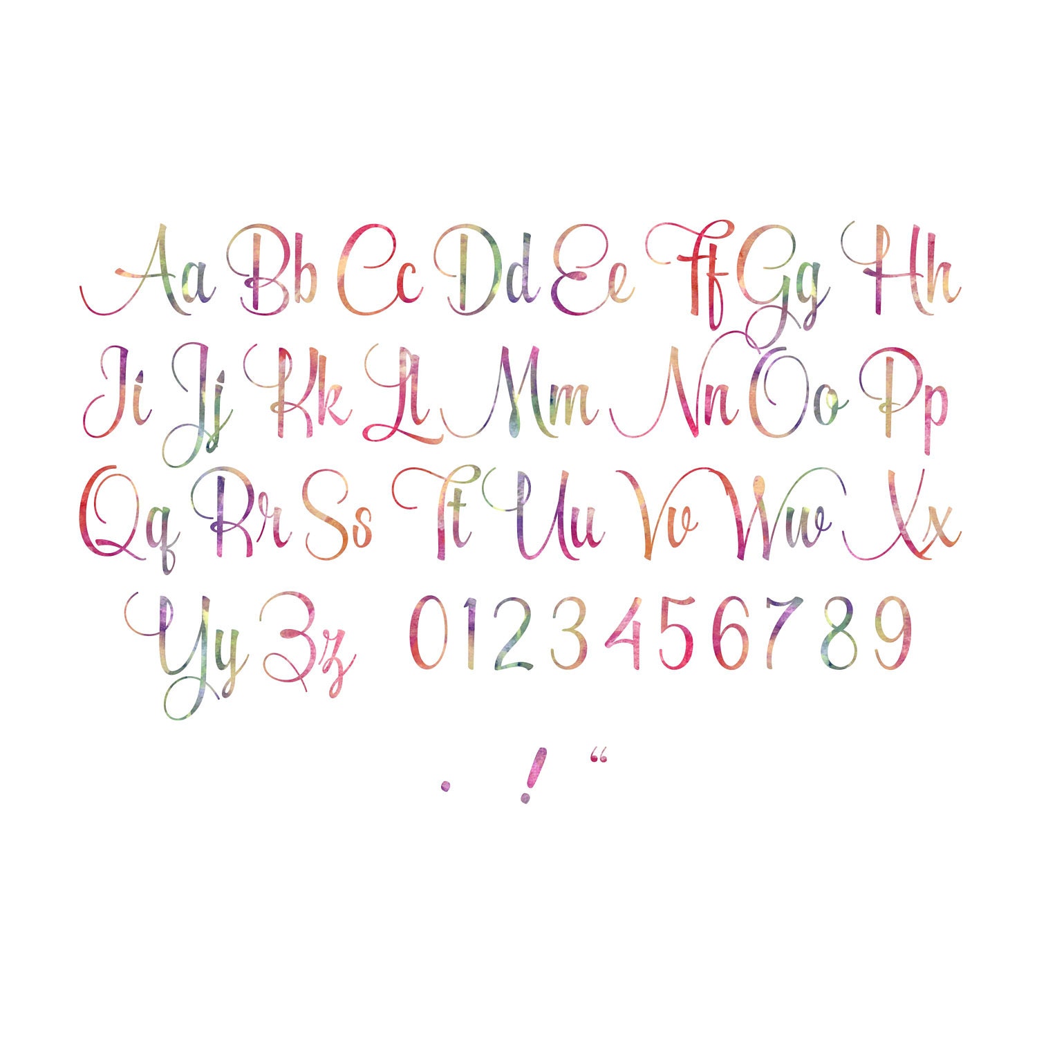 Rainbow Pink Watercolor Alphabet Rainbow Watercolor Alphabet | Etsy