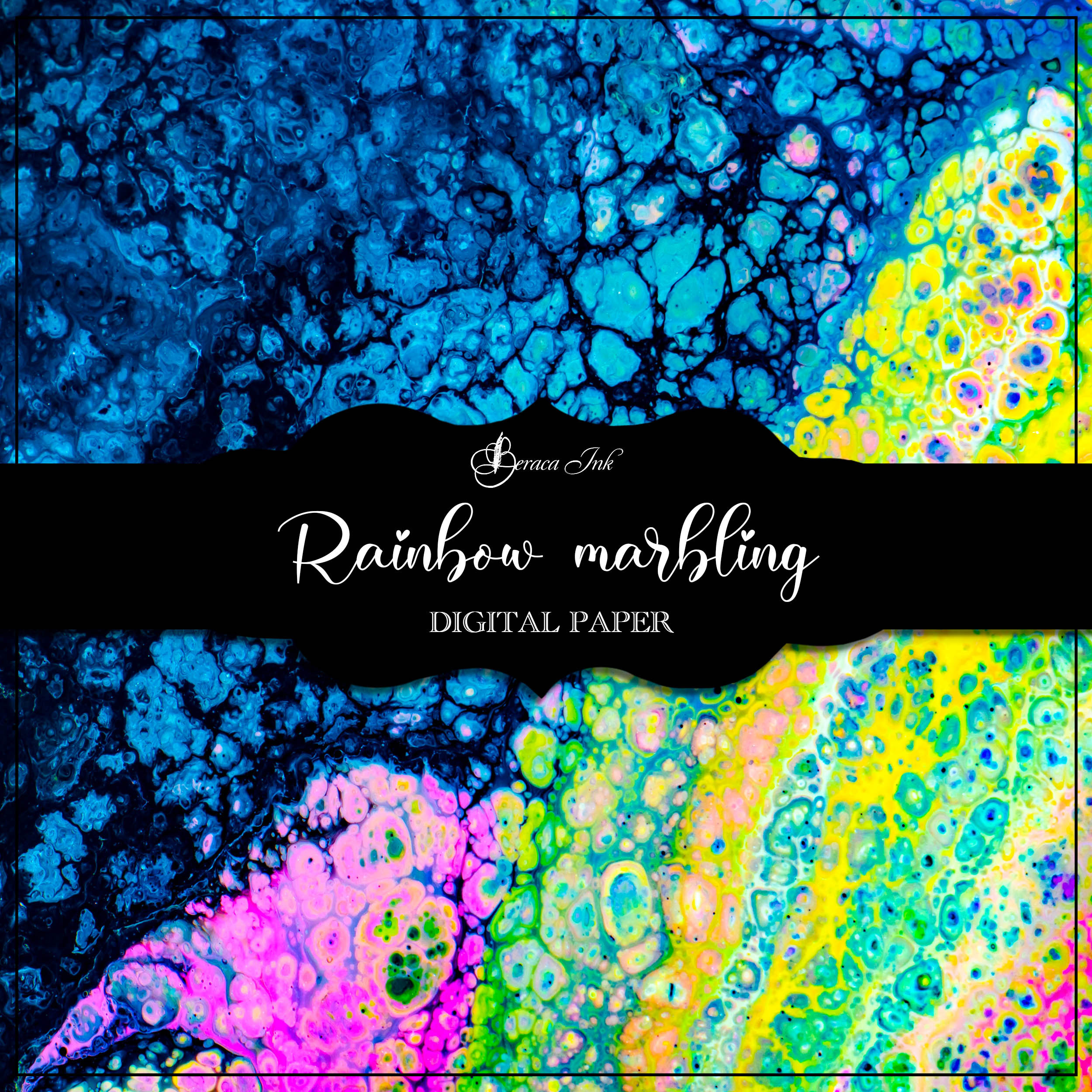 Rainbow Marbling Digital Paper Liquid Marble Rainbow Swirls - Etsy