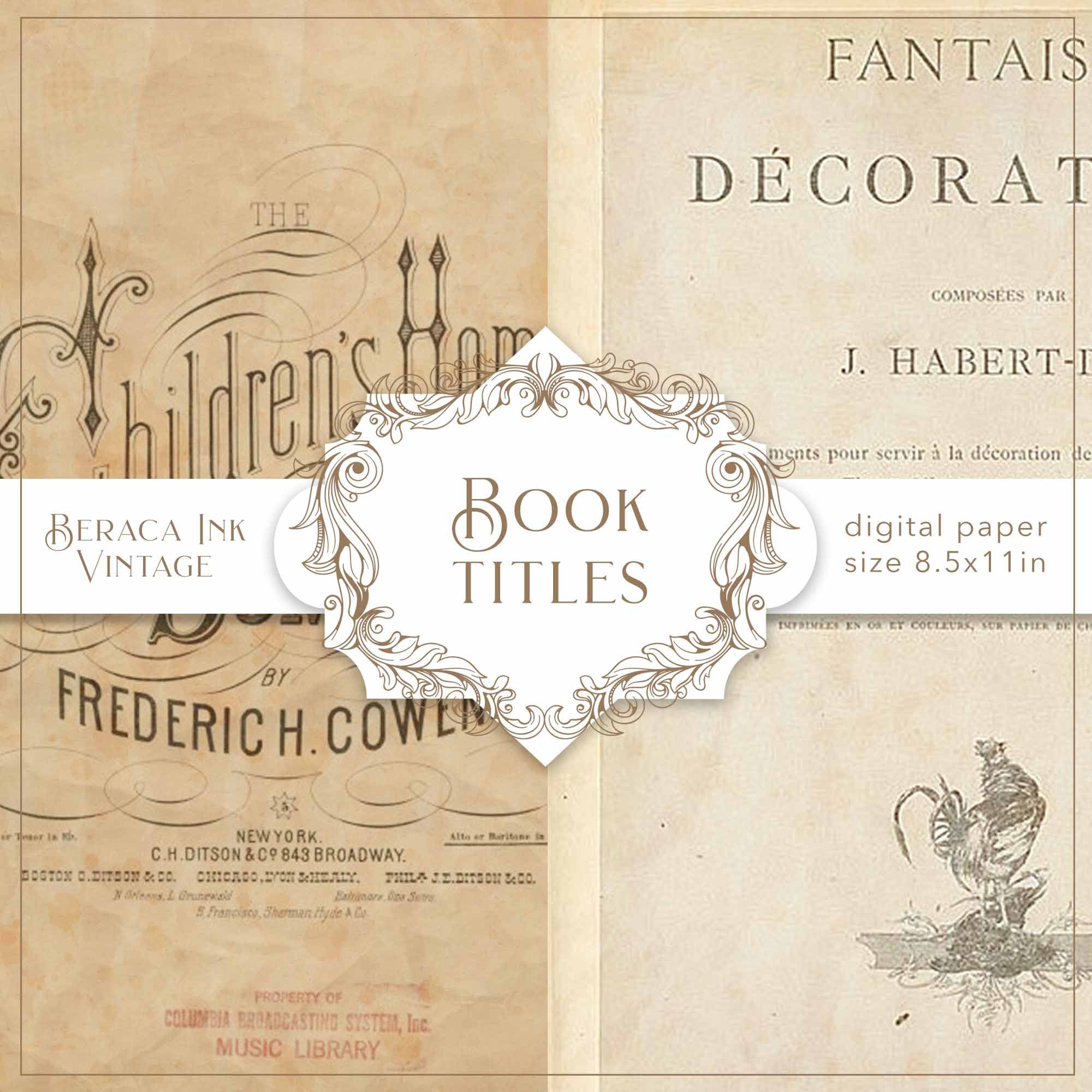 Book Titles Digital Paper Vintage Paper Grunge Wallpaper - Etsy