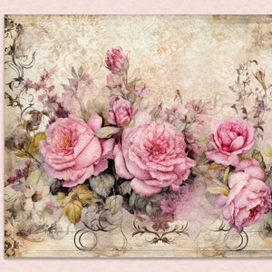 Vintage Roses Journal Pages, Printable Digital Pages, Pink Floral ...