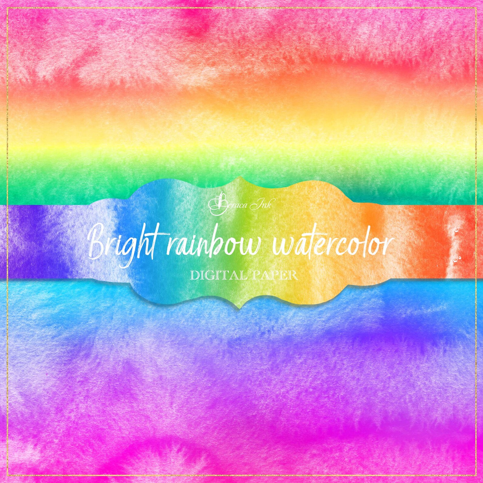 Bright Rainbow Watercolor Digital Paper Watercolour Texture | Etsy