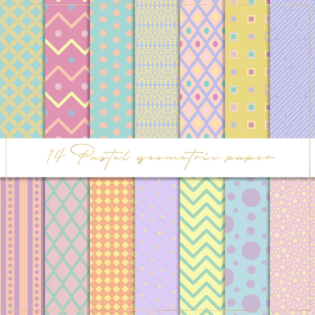 Pastel Geometric Digital Paper 2, Seamless Pattern, Pastel Pink ...