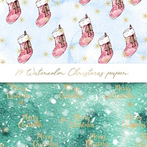 Watercolor Christmas Digital Paper, Christmas Background, Watercolor ...