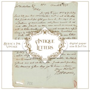 Antique Letters Digital Paper, LETTER SIZE Ephemera, Vintage Junk ...