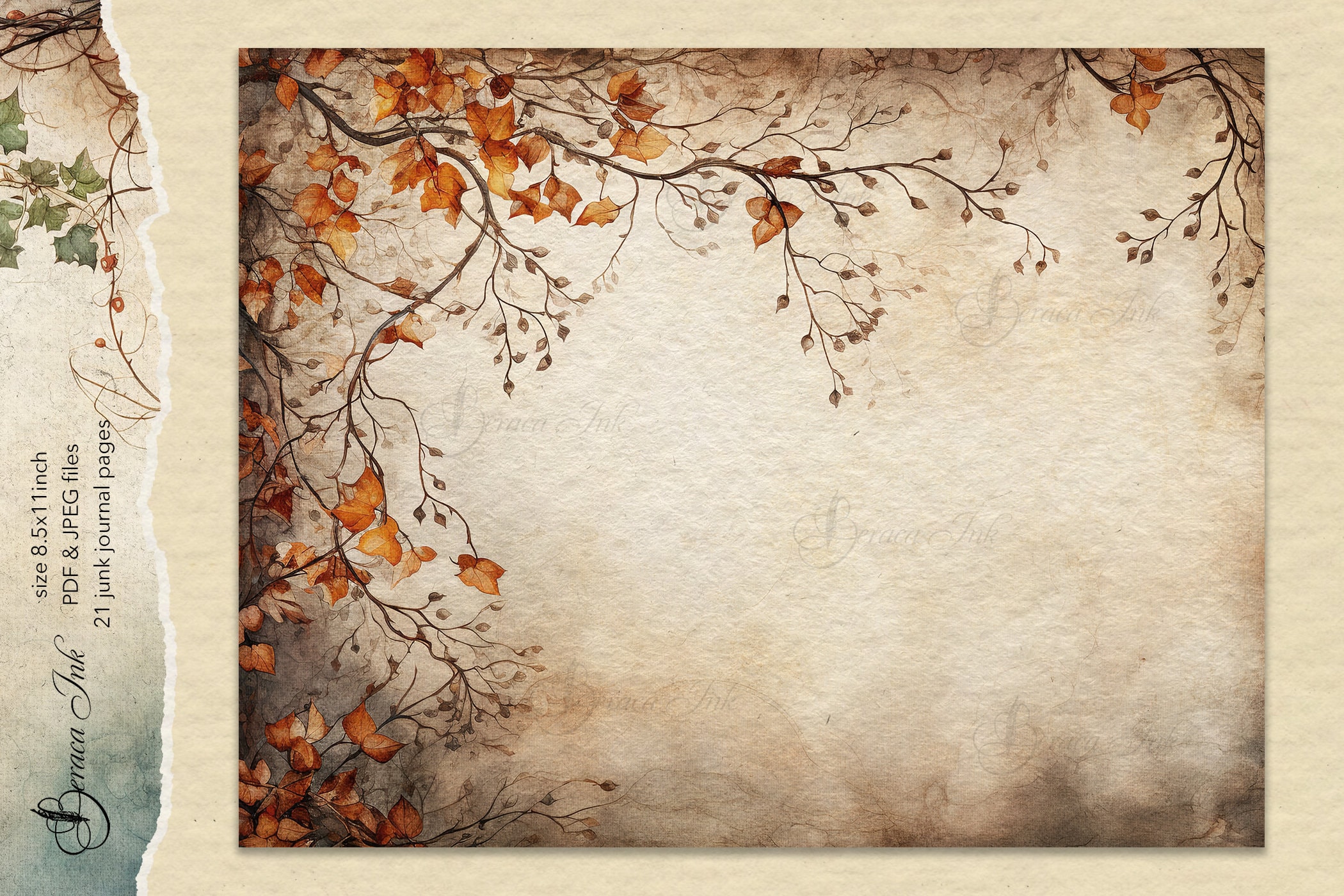 Vintage Vines Journal Pages, Printable Botanical Ephemera, Vintage ...