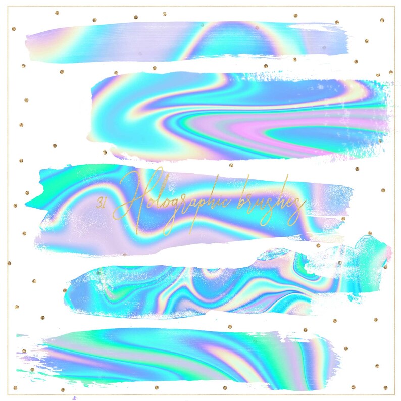 Holographic Brushes Clipart Brush Strokes Mermaid Clip Art - Etsy