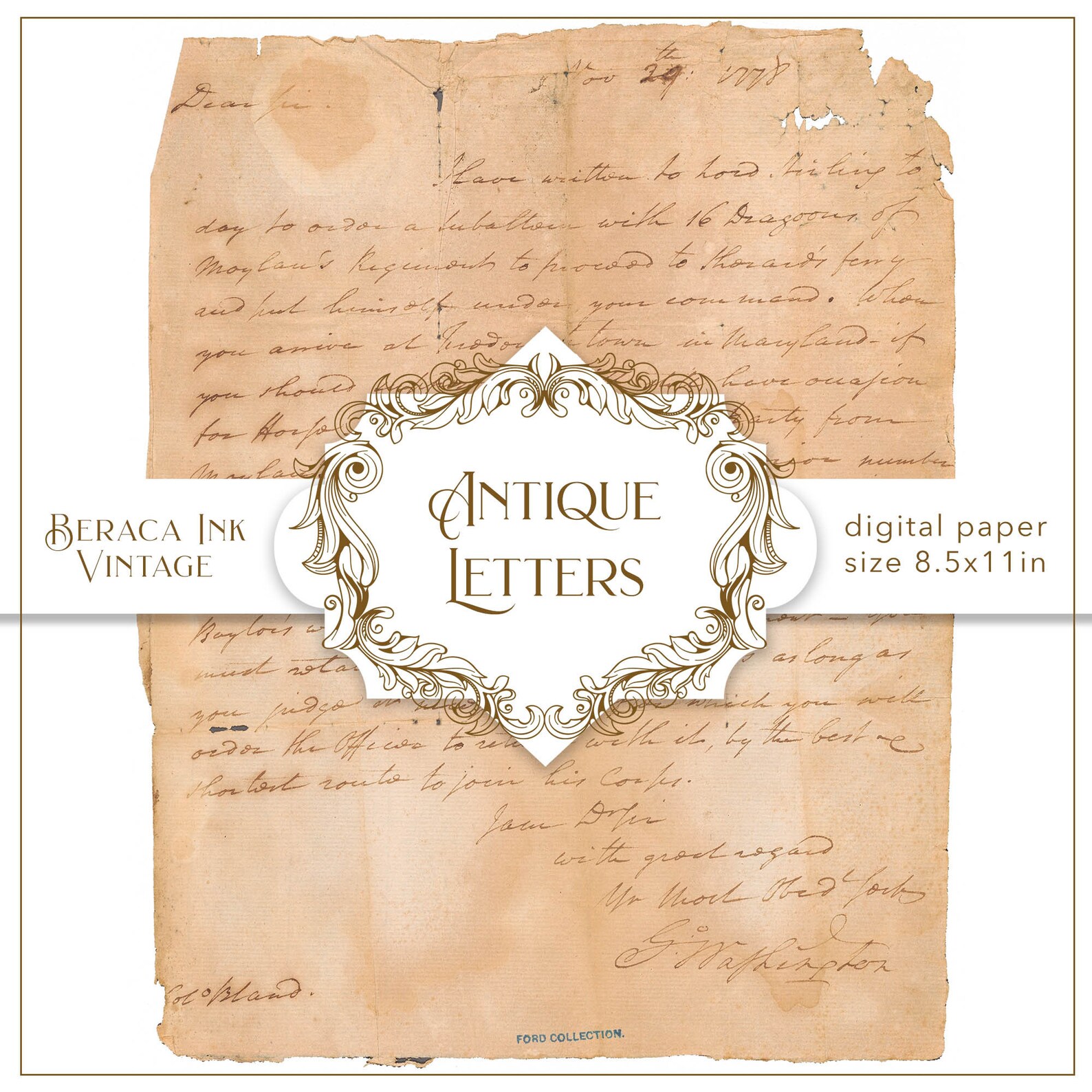 Antique Letters Digital Paper LETTER SIZE Ephemera Vintage - Etsy