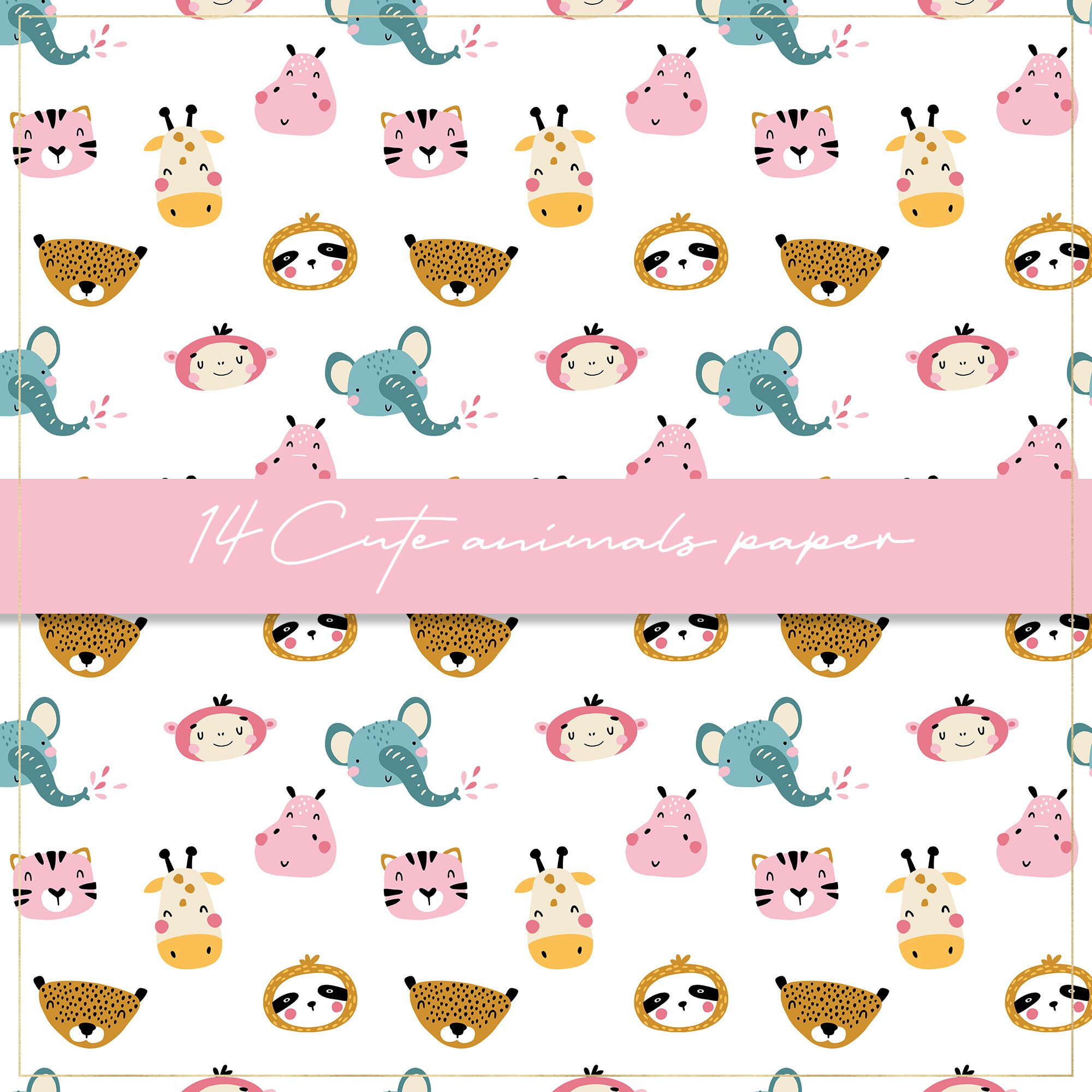 Cute animals digital paper seamless pattern nursery | Etsy