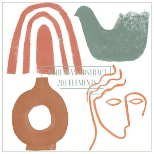 203 Bohemian Abstract Clipart, Boho Clip Art, Modern Elements ...