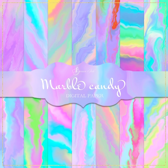 Marble Candy Digital Paper Marbling Pattern Colorful | Etsy