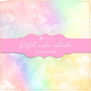 Pastel Rainbow Watercolor Digital Paper, Gradient Wallpaper, Ombre ...