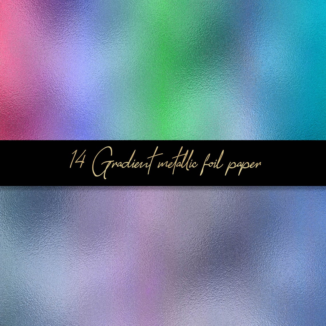 Gradient metallic foil digital paper colored foil gradient | Etsy