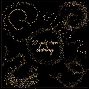 Gold Stars Clipart, Gold Star Overlay, Gold Glitter Stars, Starry Night ...